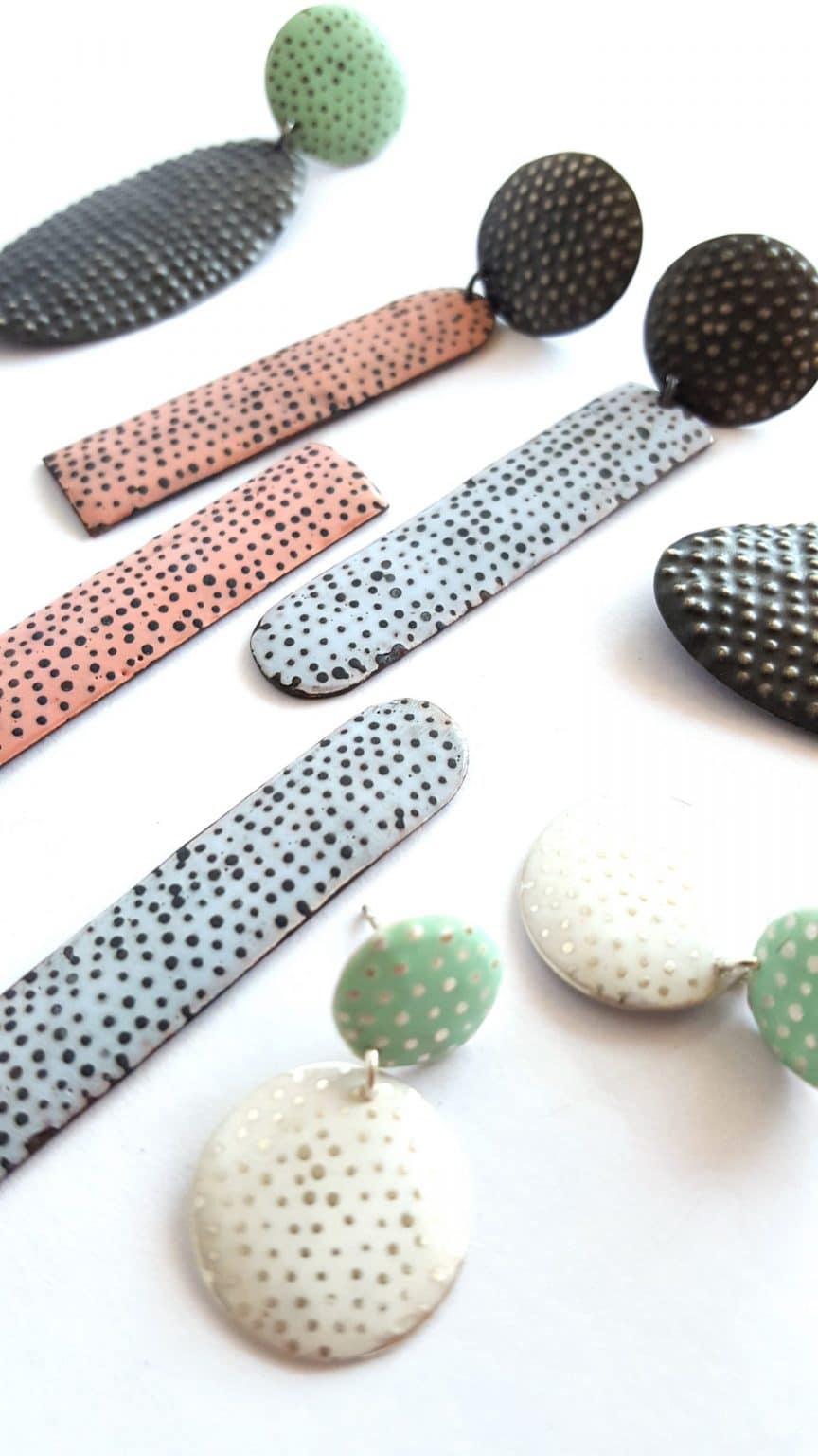 Going dotty pale blue and oxidised silver drop earrings • BRIDGET KENNEDY